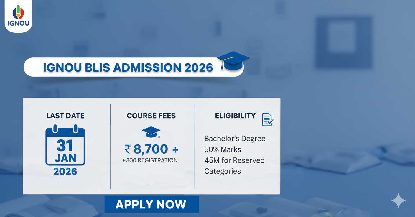 IGNOU BA Admission 2026: Eligibility, Fees & Last Date